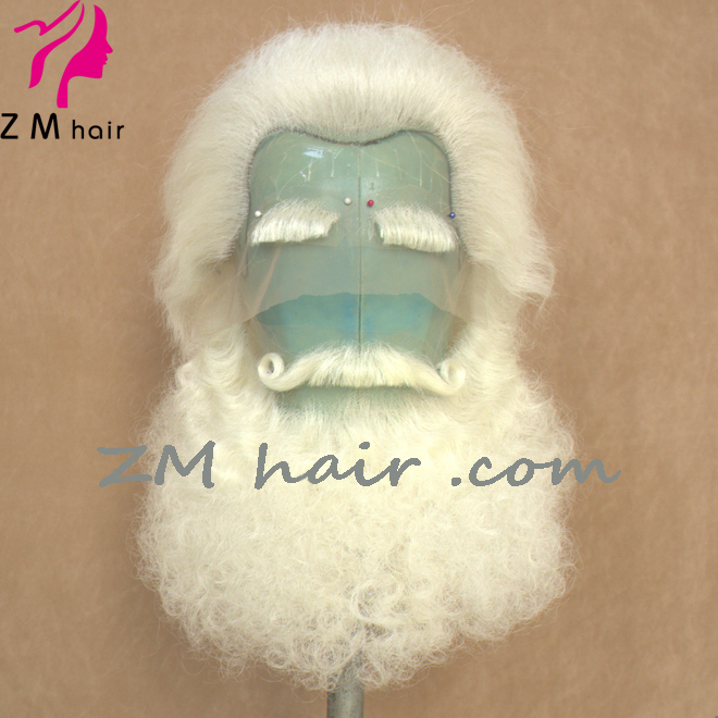 Costume Santa Tim beard and hair,realistic fake curly beard moustache Y ...