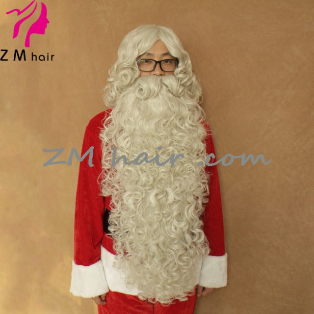 Long santa beard wig set with attached moustache S-21 - ZM hair