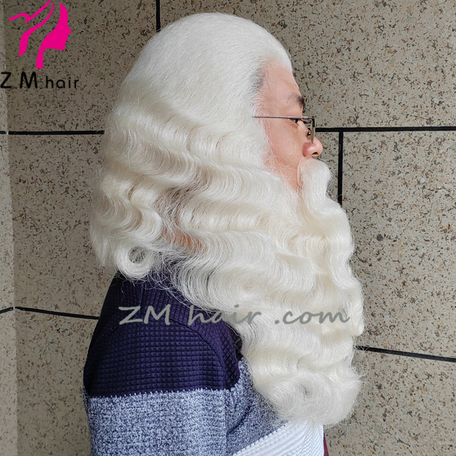 Yak hair Sinterklaas wig and beard set Y-29 ( Medium length) - ZM hair