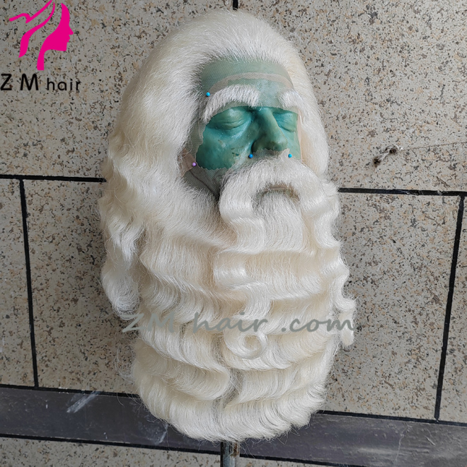 Yak hair Sinterklaas wig and beard set Y-29 ( Medium length) - ZM hair