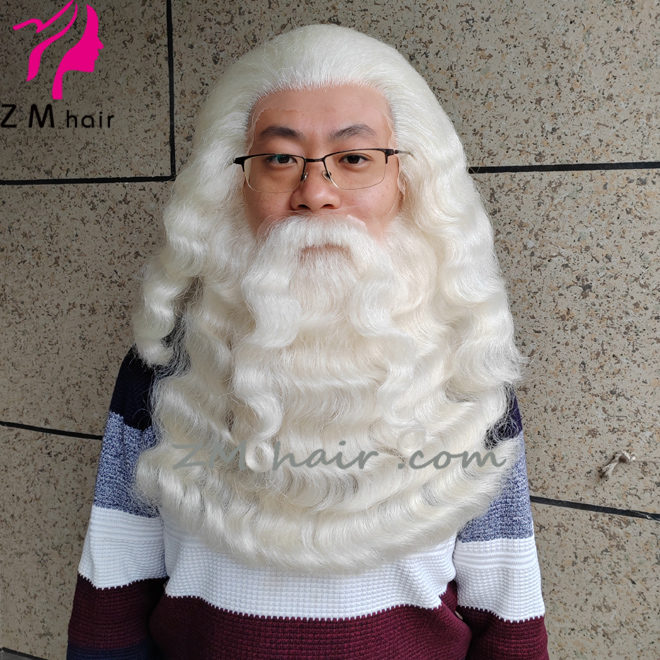 Yak hair Sinterklaas wig and beard set Y-29 ( Medium length) - ZM hair